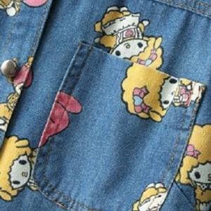 Cartoon Button-up Denim Shirt on Luulla