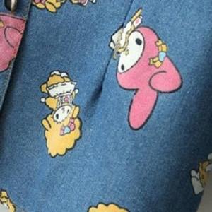 Cartoon Button-up Denim Shirt on Luulla