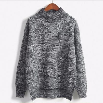 Women Harajuku High Collar Winter Sweater on Luulla