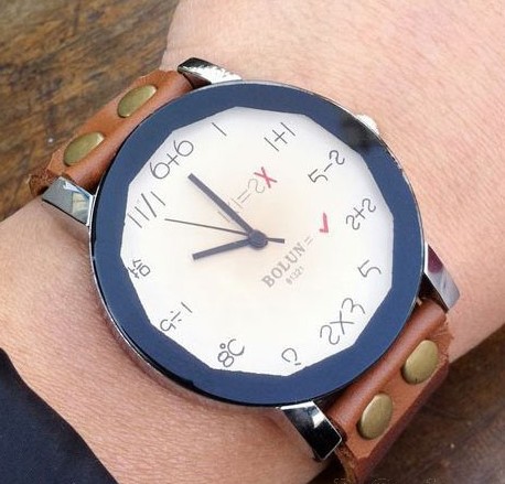 Digital Algorithm Dial Leather Watch on Luulla