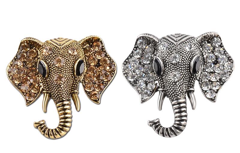 Retro Style Elephant Brooch Pin With Diamond on Luulla