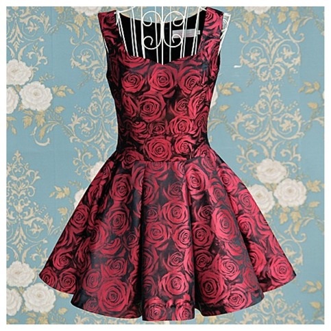 Dark Red Rose Dress on Luulla