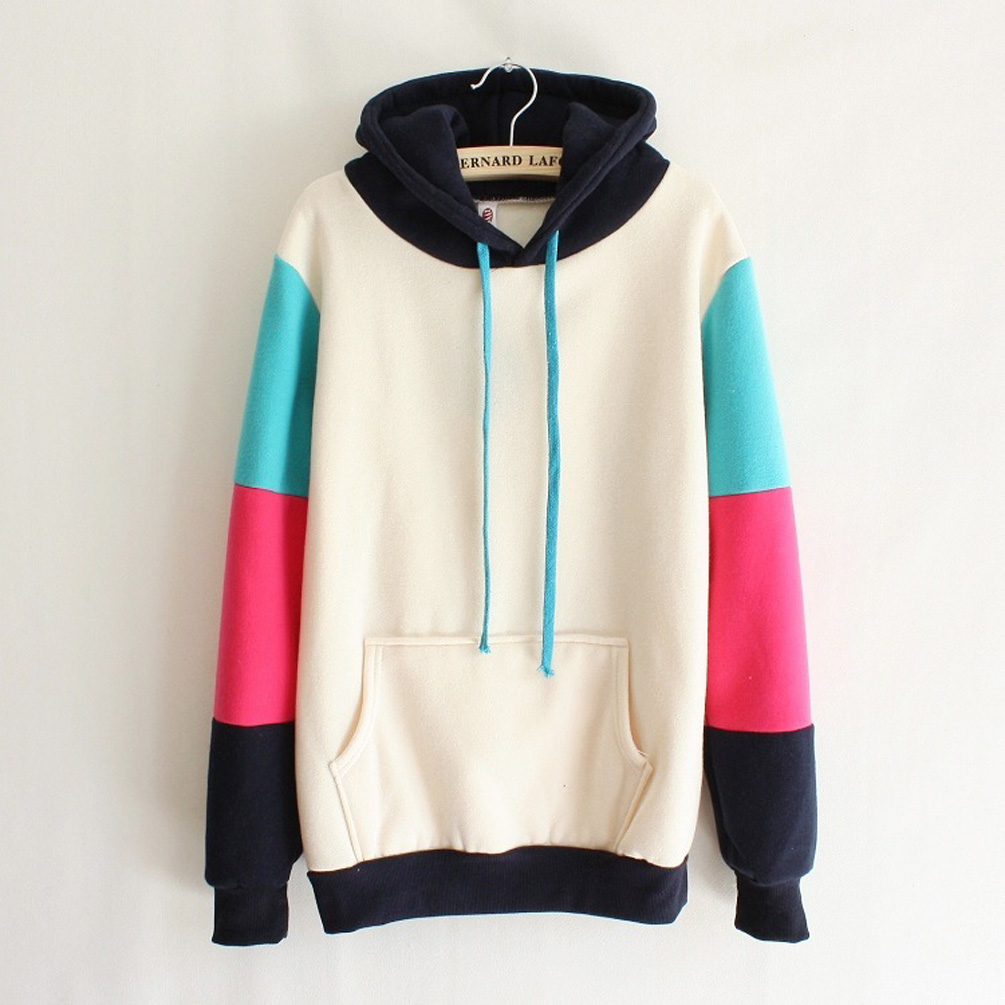Mixed Colors Hooded Sweater on Luulla