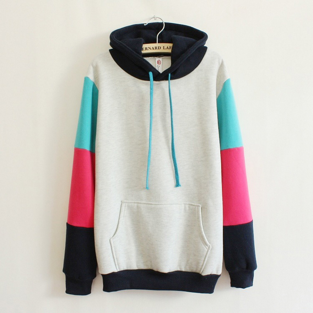 Mixed Colors Hooded Sweater on Luulla
