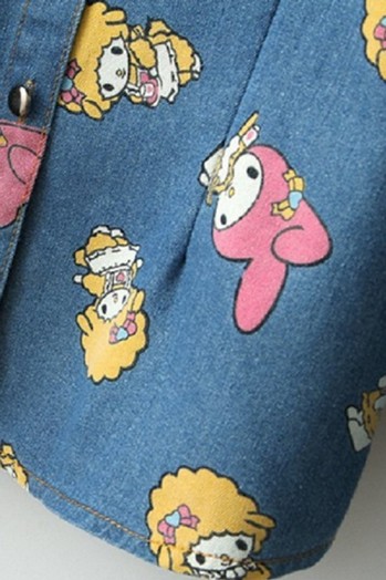 Cartoon Button-up Denim Shirt on Luulla