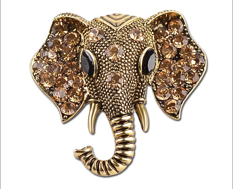 Retro Style Elephant Brooch Pin With Diamond on Luulla