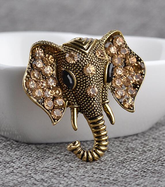 Retro Style Elephant Brooch Pin With Diamond on Luulla