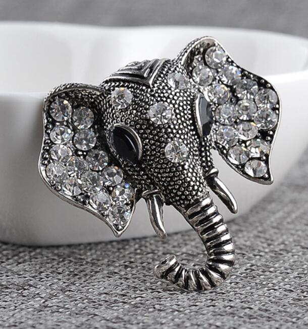 Retro Style Elephant Brooch Pin With Diamond on Luulla