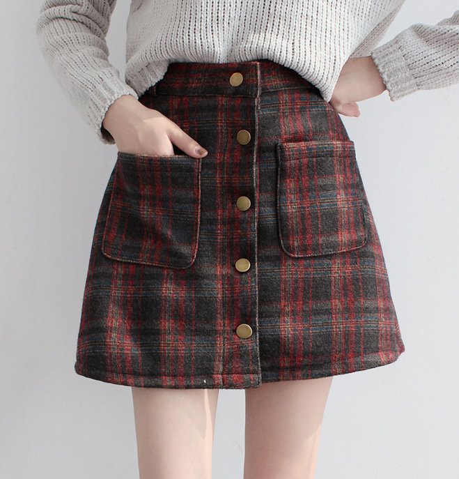 Warm And Sexy Fall/winter Vintage Plaid Skirt on Luulla