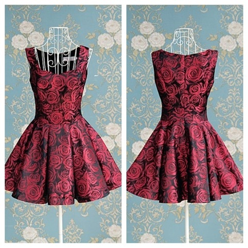 Dark Red Rose Dress on Luulla