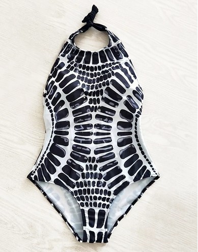 Women's One Piece Swimsuit Tummy Control Geometric Black Normal ...