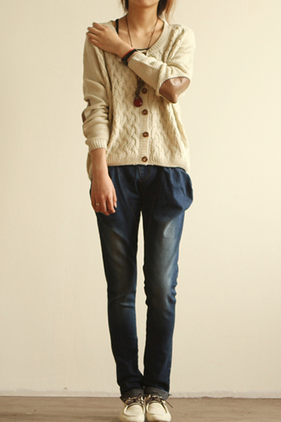 Style O Neck Long Sleeve Regular White Sweater On Luulla