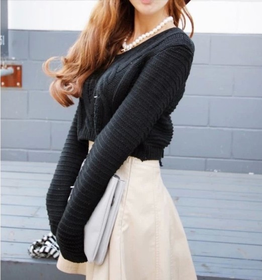 Retro Sexy Exposed Navel Pullover Sweater on Luulla
